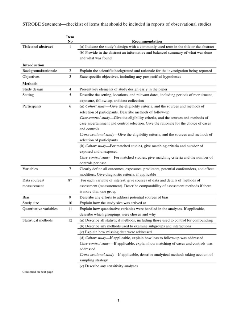 STROBE Checklist v4 Combined | PDF | Confounding | Statistics