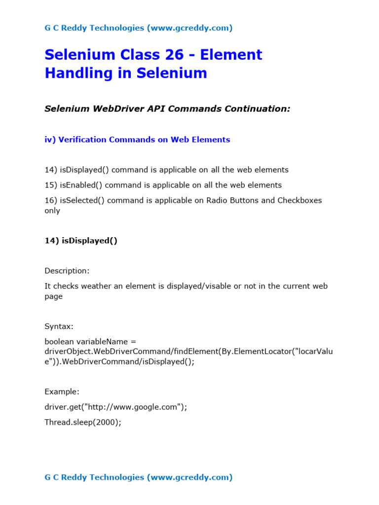 Element Handling in Selenium Part 1 | PDF | Method (Computer Programming) | Java (Programming ...