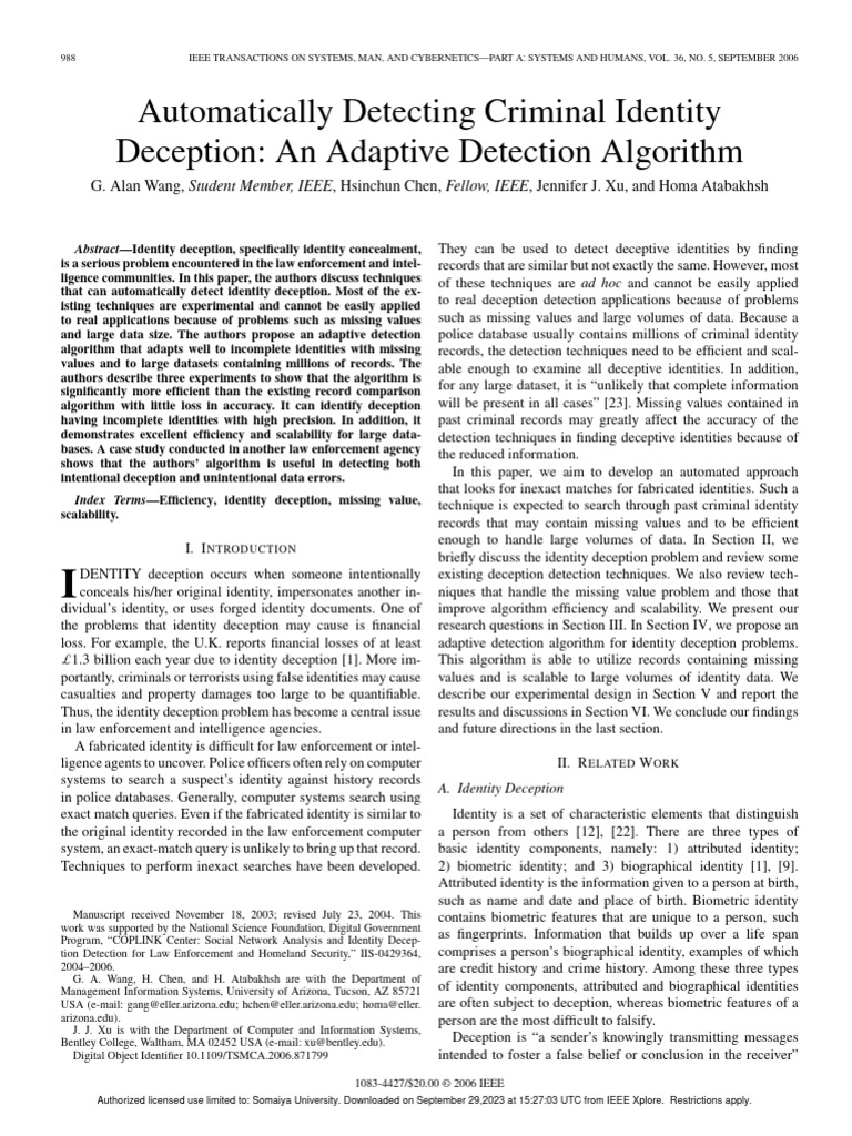 Automatically Detecting Criminal Identity Deception An Adaptive Detection Algorithm Pdf