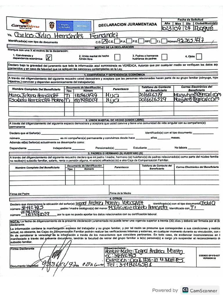 Declaracion Juramentada | PDF