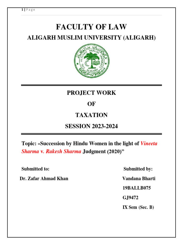 Taxation Project Work | Download Free PDF | Inheritance | Alimony