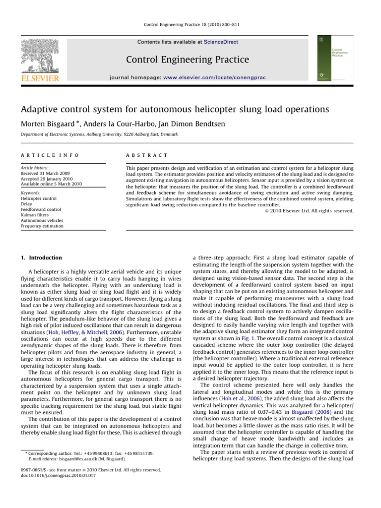 Adaptive Control System For Autonomous Helicopter Slung Load Operations | Download Free PDF ...