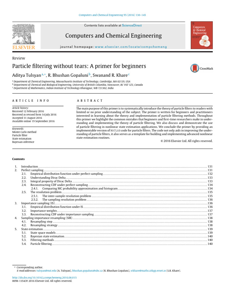 Particle Filtering Without Tears A Primer For Beginners | PDF | Monte Carlo Method | Probability ...