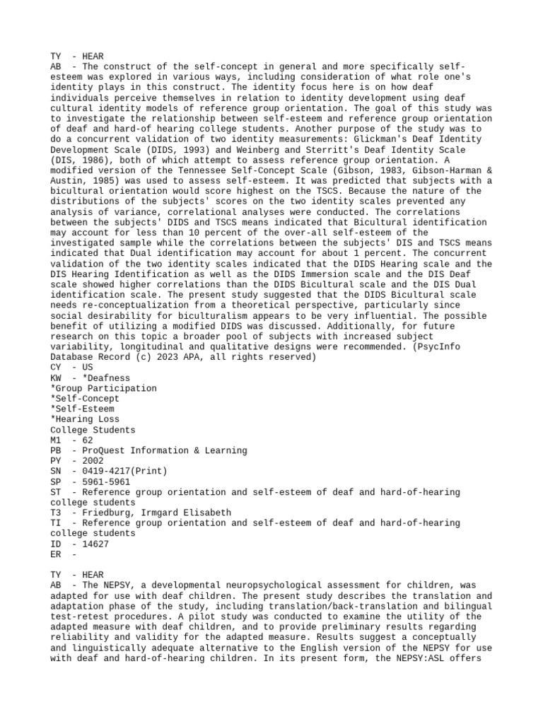 Psycnet Part 1 | PDF | Hearing Loss | Identity (Social Science)