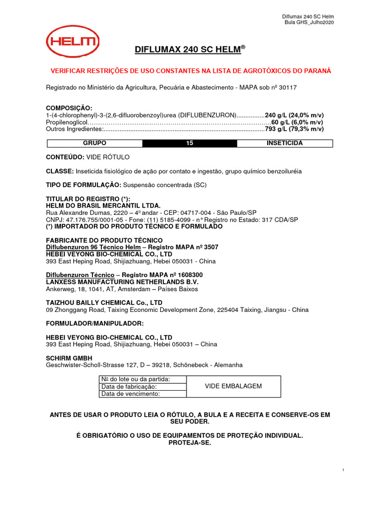 Fispq - Diflumax 240 SC | PDF | Ferimento | Nuvem