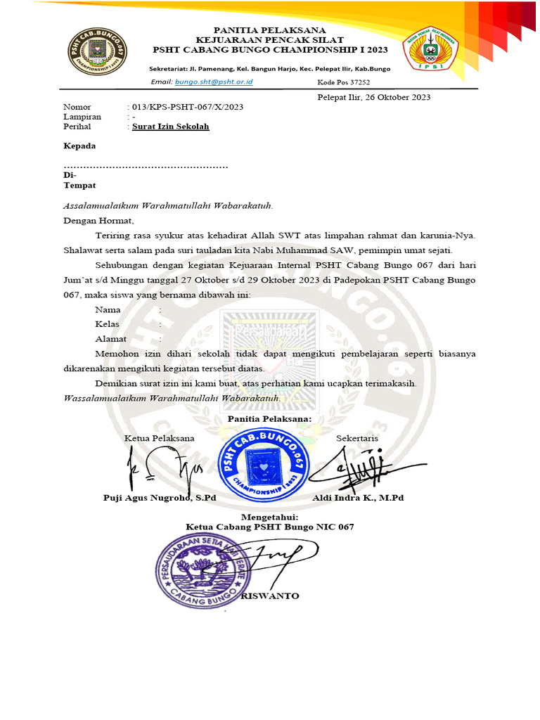 Surat Izin Sekolah | PDF