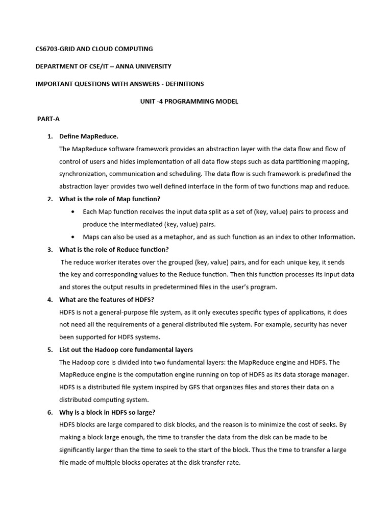 Grid and Cloud Computing Important Questions Unit 4 Part A | PDF