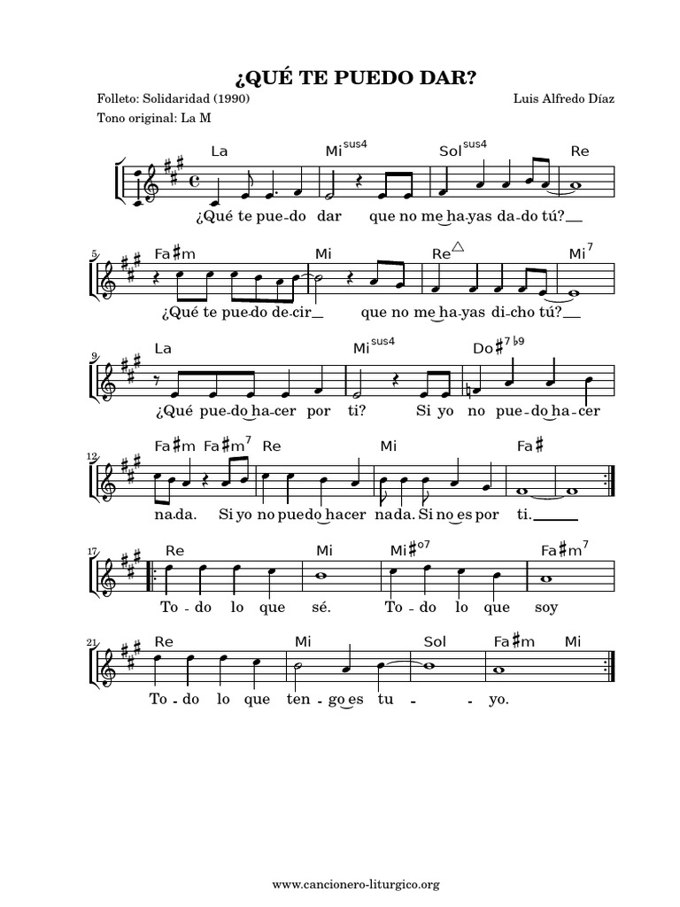 Qué Te Puedo Dar (Partitura) | PDF