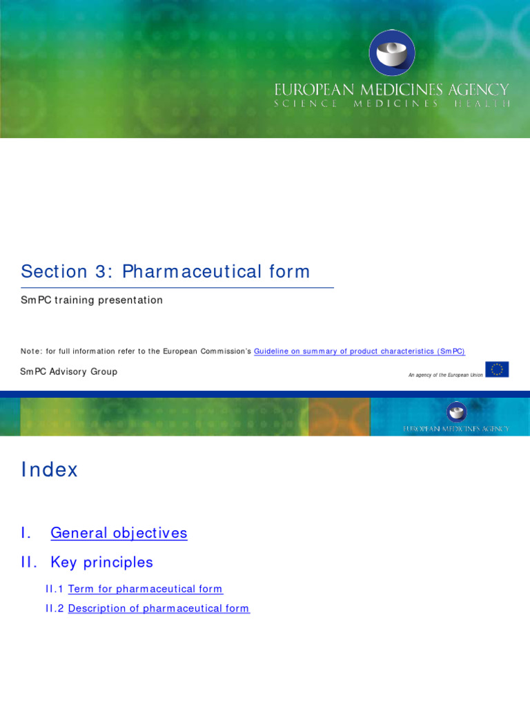 Presentation Section 3 Pharmaceutical Form - en | PDF | Chemistry | Pharmaceutical Sciences