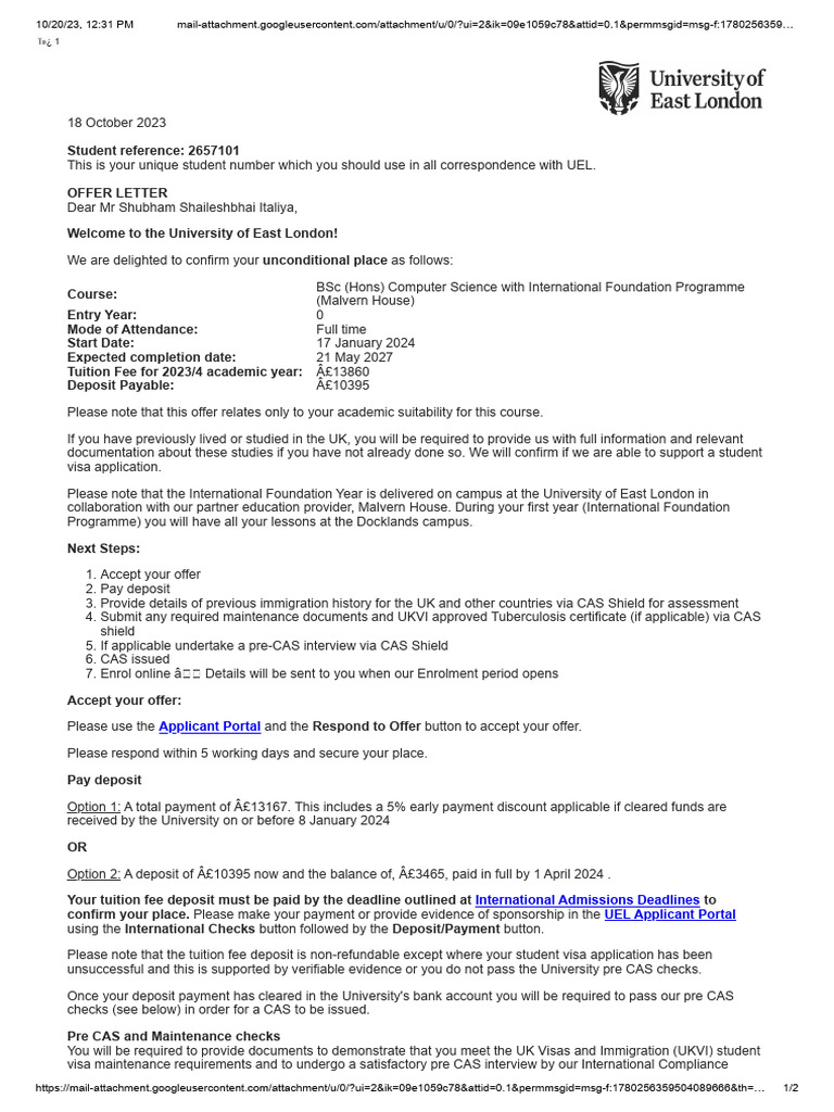 00 Offer Letter Uel | PDF | Service Industries | Money