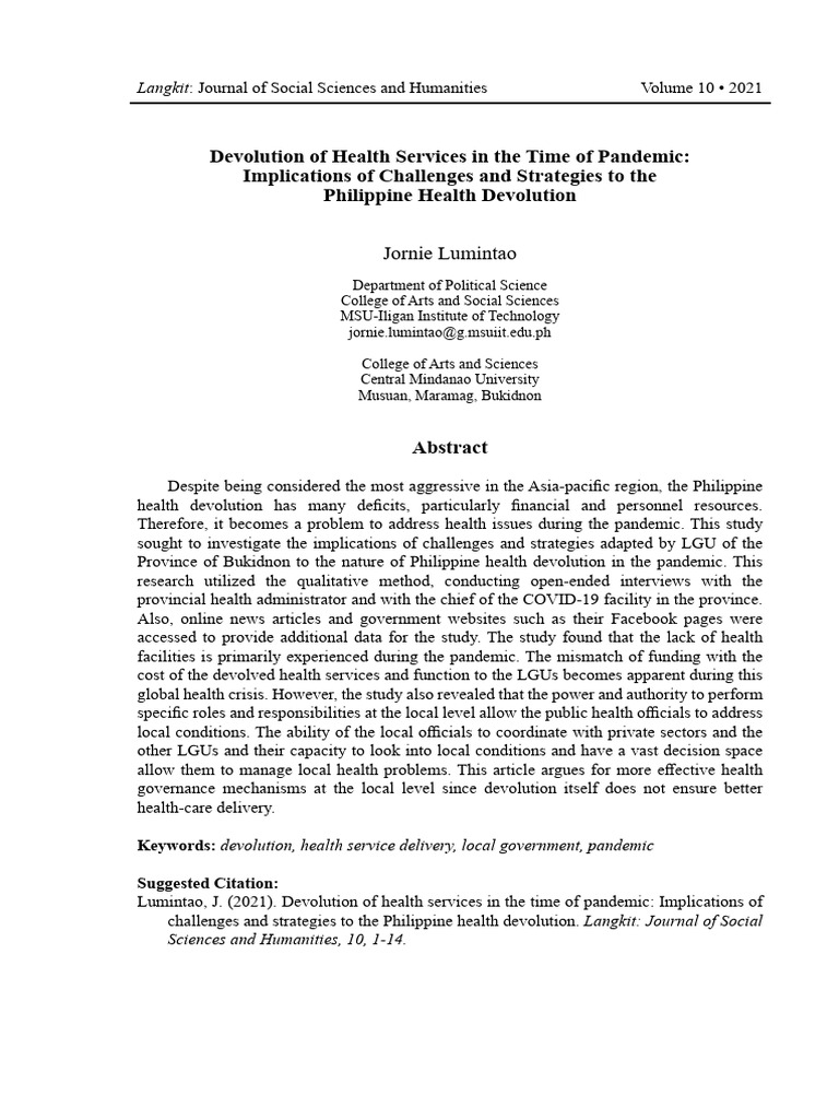 Lumintao, 2021 | PDF | Health Care | Hospital