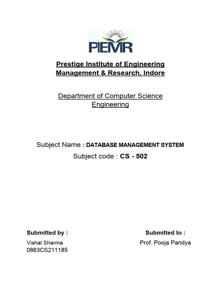 Vishal Dbms | PDF Vishal Dbms | PDF
