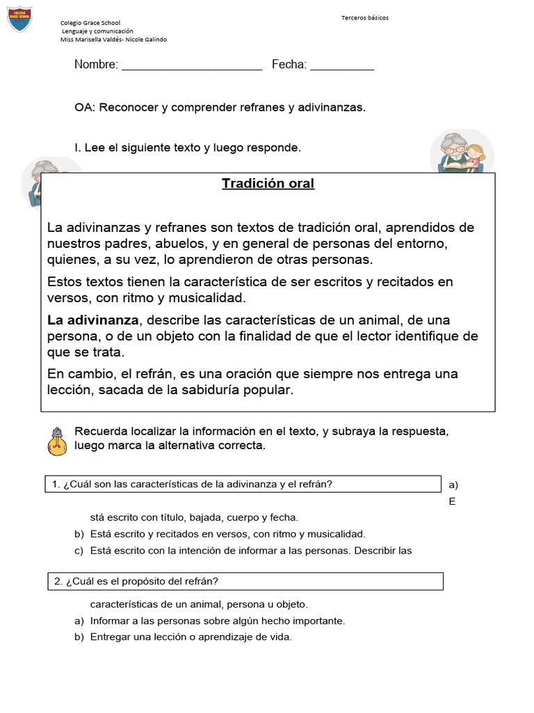 Guia de Adivinanzas y Refranes 3ers | PDF