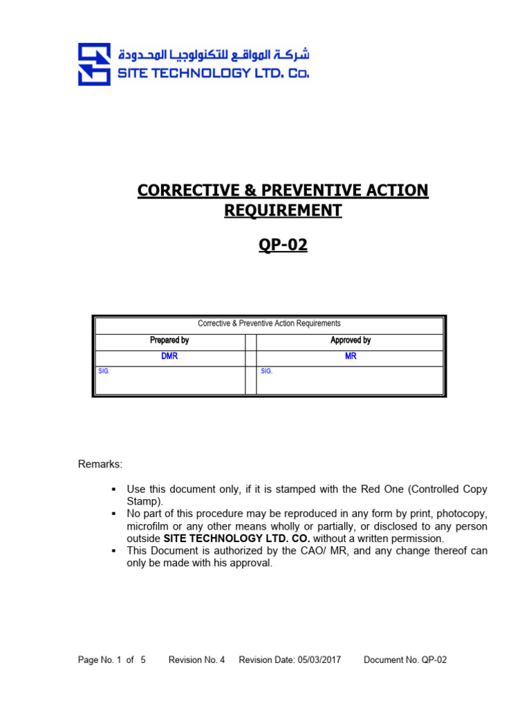 QP02 POH&S-P-07 (Procedure For CPA) Rev. 3 | PDF | Systems Theory | Systems Science
