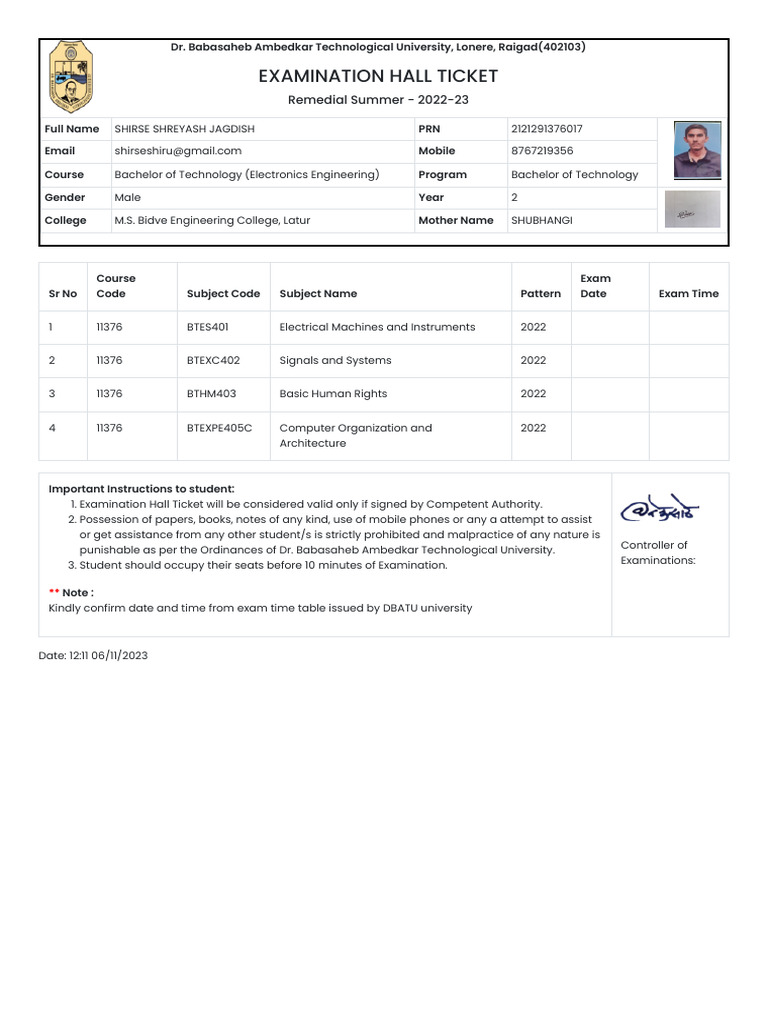 DR - Babasaheb Ambedkar Technological University | PDF