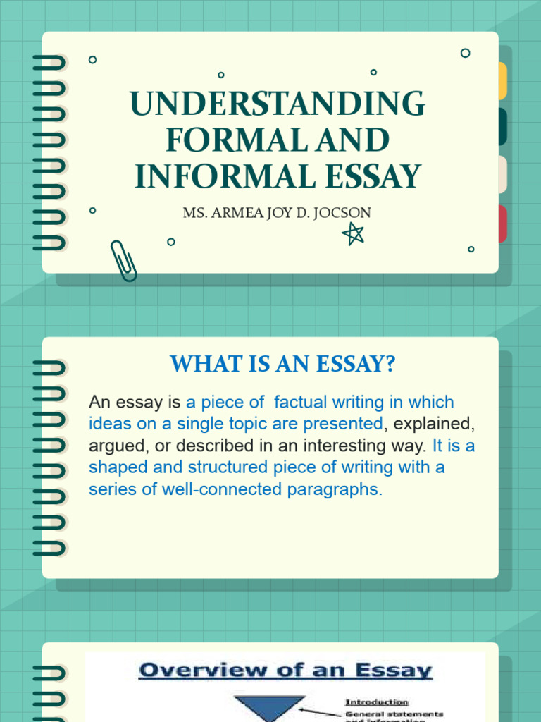Formal and Informal Essay | PDF | Essays | Communication Formal and Informal Essay | PDF | Essays | Communication