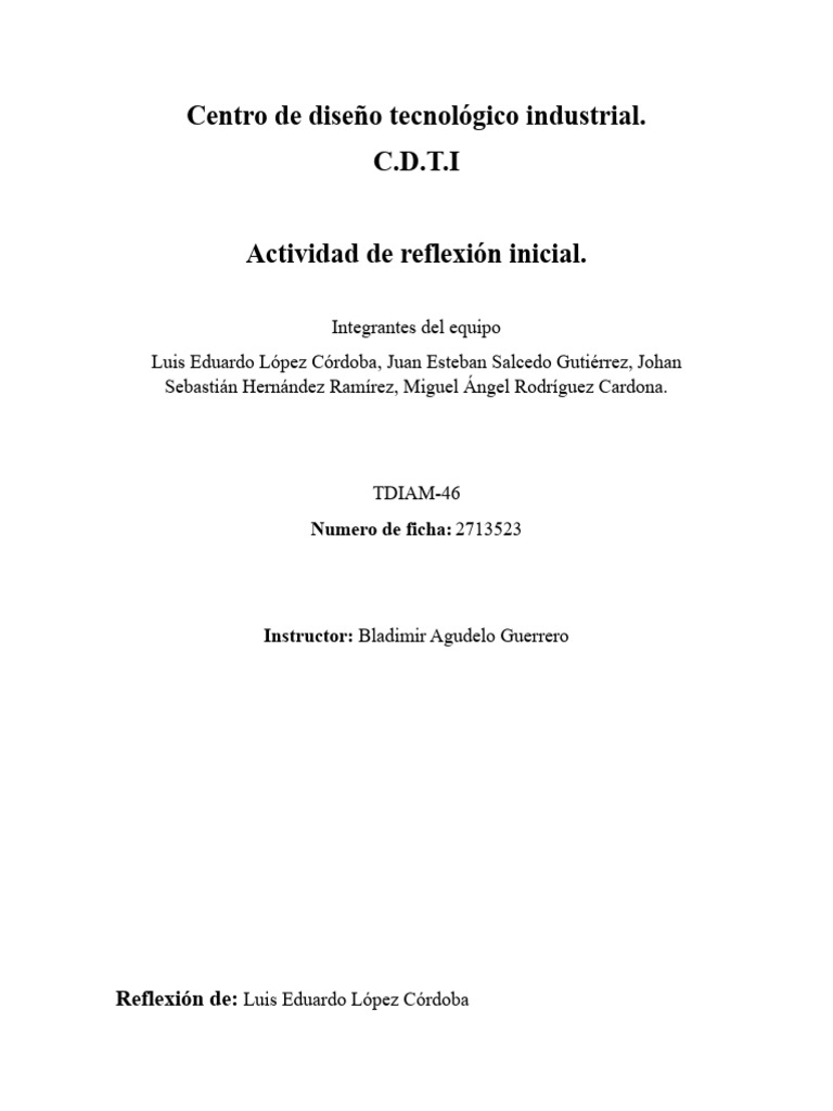 Actividad de Reflexión Inicial | PDF