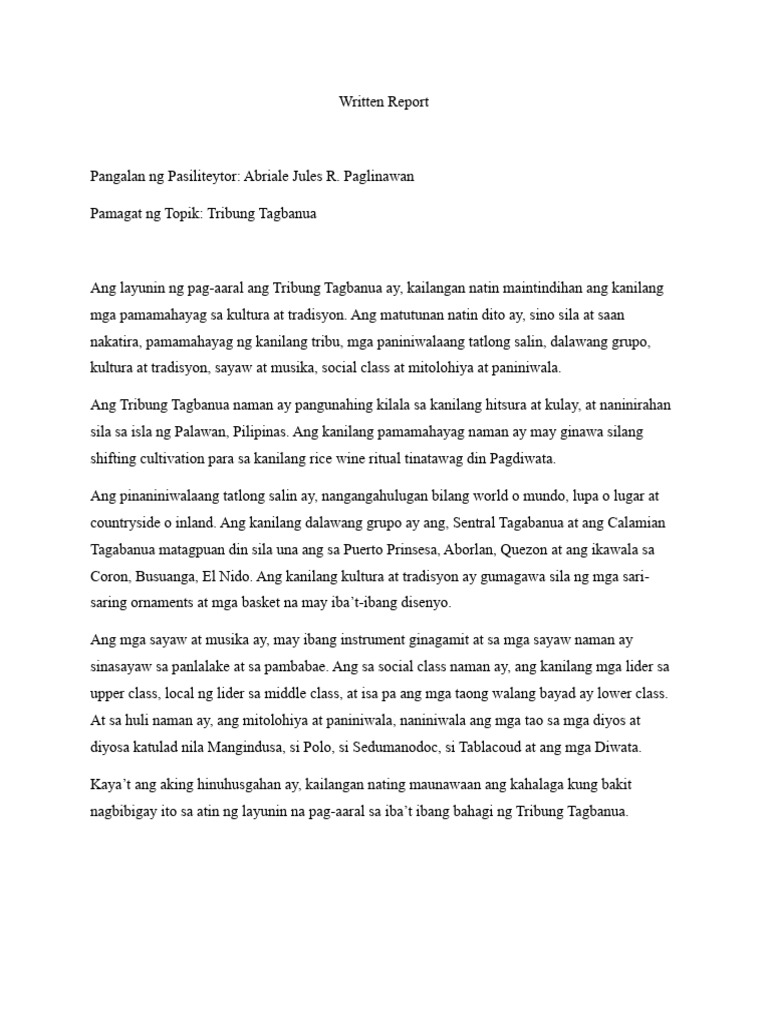 Written Report Paglinawan | PDF