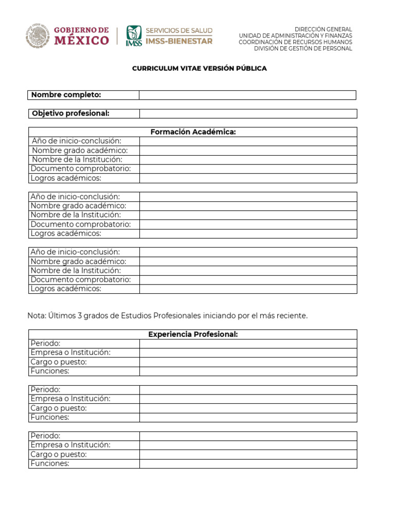 2.- FORMATO_CV_VERSION_PUBLICA (1) | PDF
