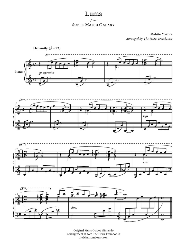 Super Mario Galaxy - Luma [Piano] [A4] | PDF
