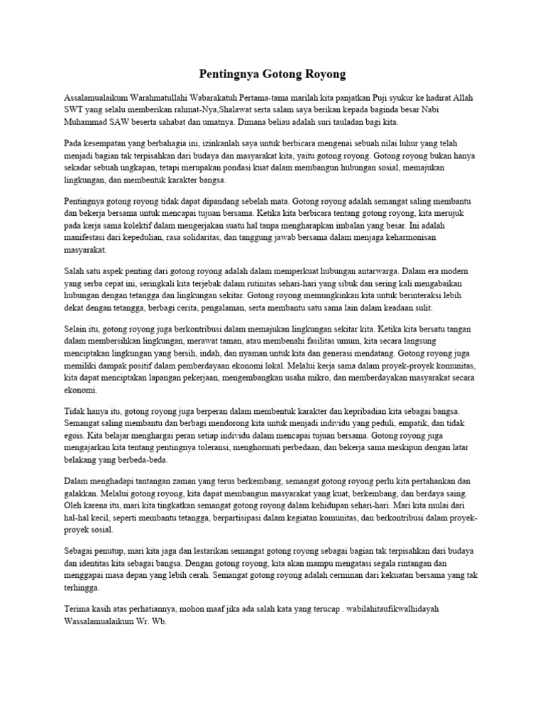 Pentingnya Gotong Royong | PDF