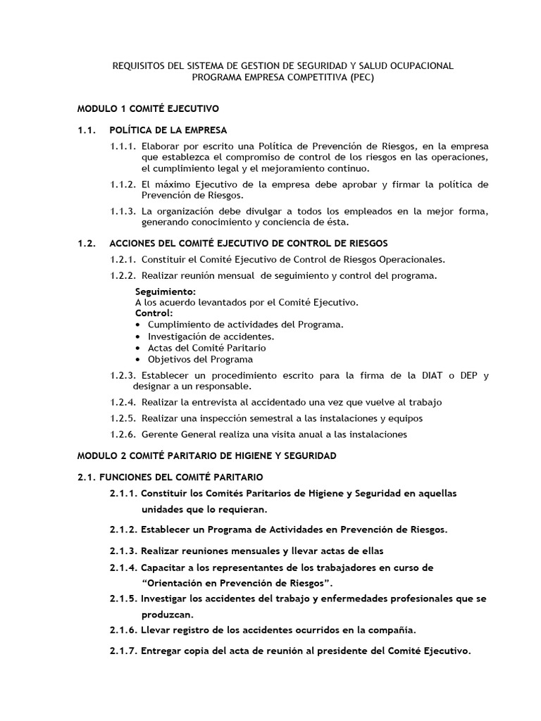 Requisitos Del Sistema de Gestion de Seguridad y Salud Ocupacional ... Requisitos Del Sistema de Gestion de Seguridad y Salud Ocupacional ...
