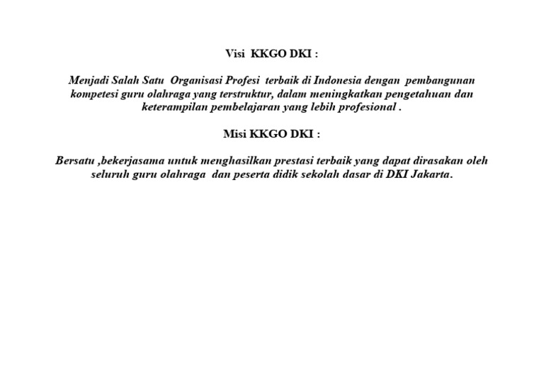 Visi Dan Misi KKGO 2020 | PDF