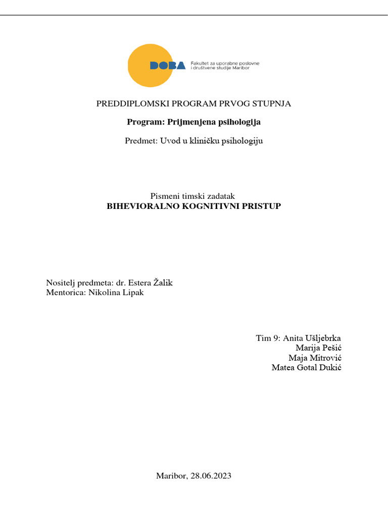 Uvod U Kliničku Psihologiju | PDF