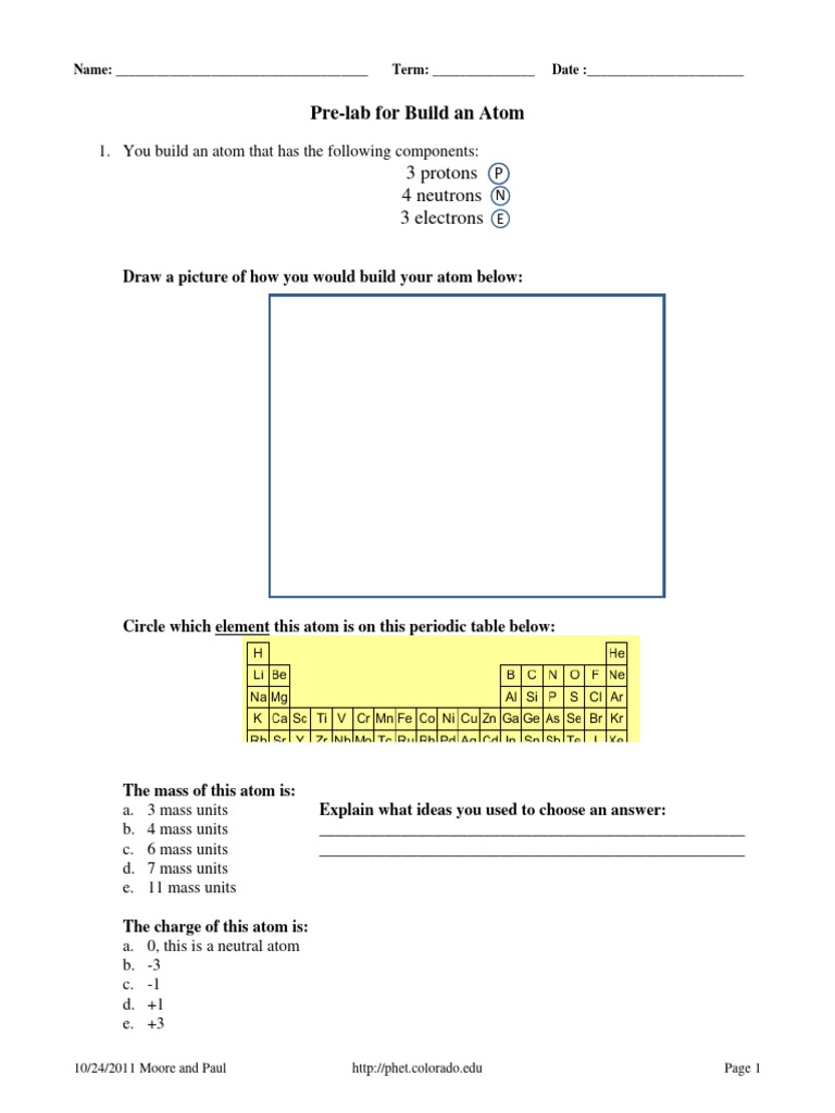 Build An Atom | PDF | Atoms | Proton