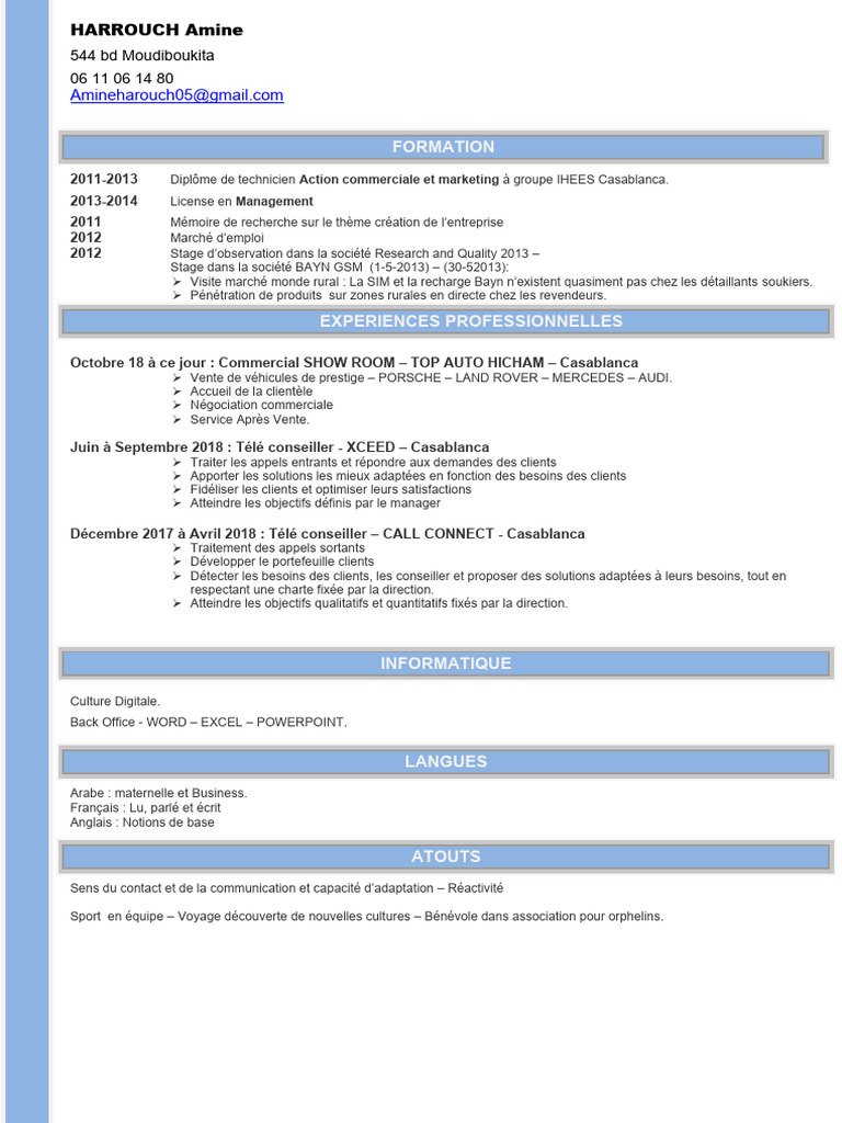 CV Amine Harrouch | PDF | Business