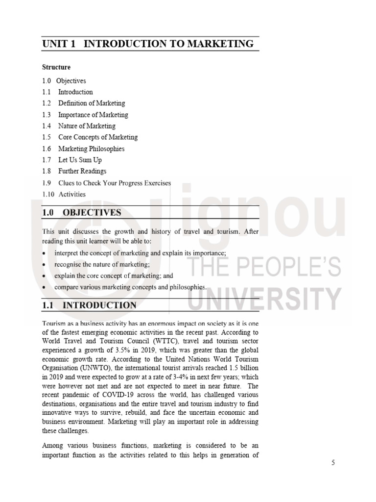 IGNOU MM Unit-1 | PDF | Marketing | Tourism