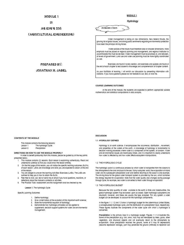 Module 1 in Ag. Engg | PDF