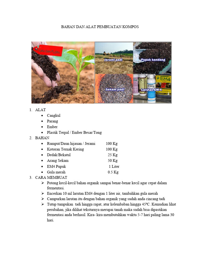 Bahan Dan Alat Pembuatan Kompos | PDF