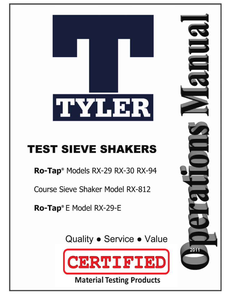 WS - Tyler - Sieve - Shakers Manual | PDF | Screw | Sampling (Statistics)