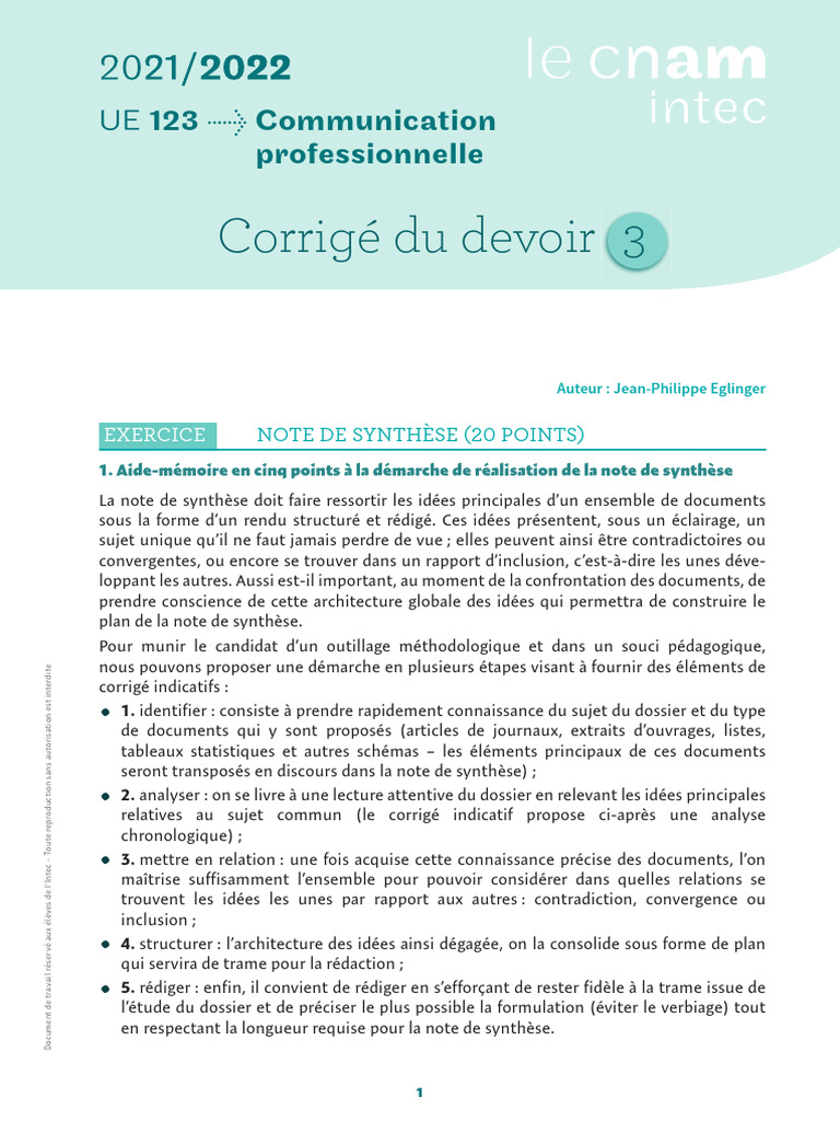 Corrigé Du Devoir 3: Communication Professionnelle | PDF