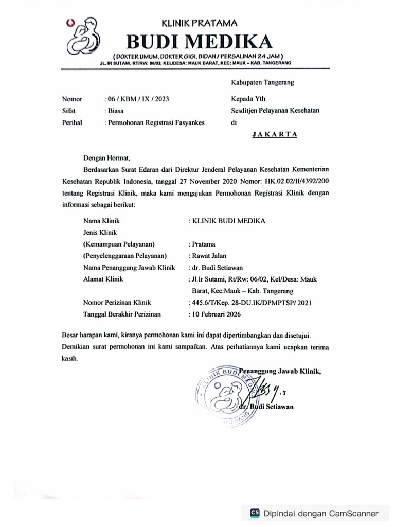 Permohonan Registrasi Fasyankes | PDF