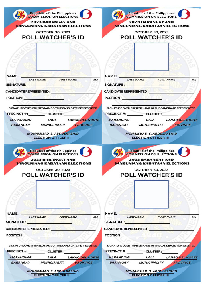 Comelec Id 2023 | PDF