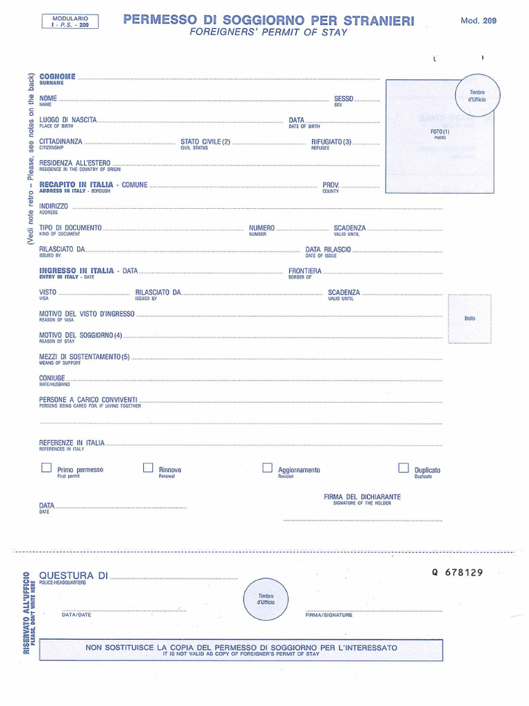 Modulo 209 Cartaceo | PDF