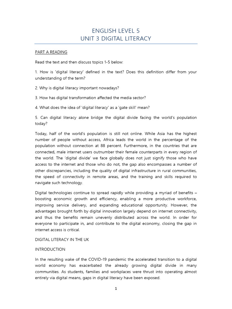 Understanding Digital Literacy Challenges | PDF