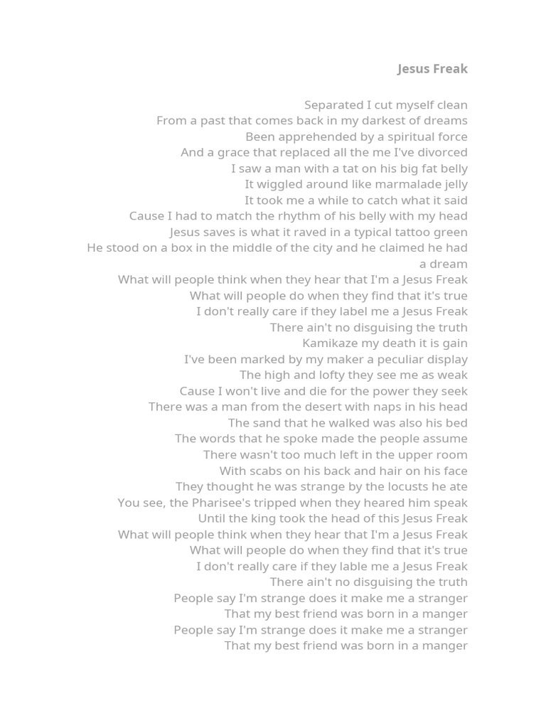 Jesus Freak - DC Talk | PDF
