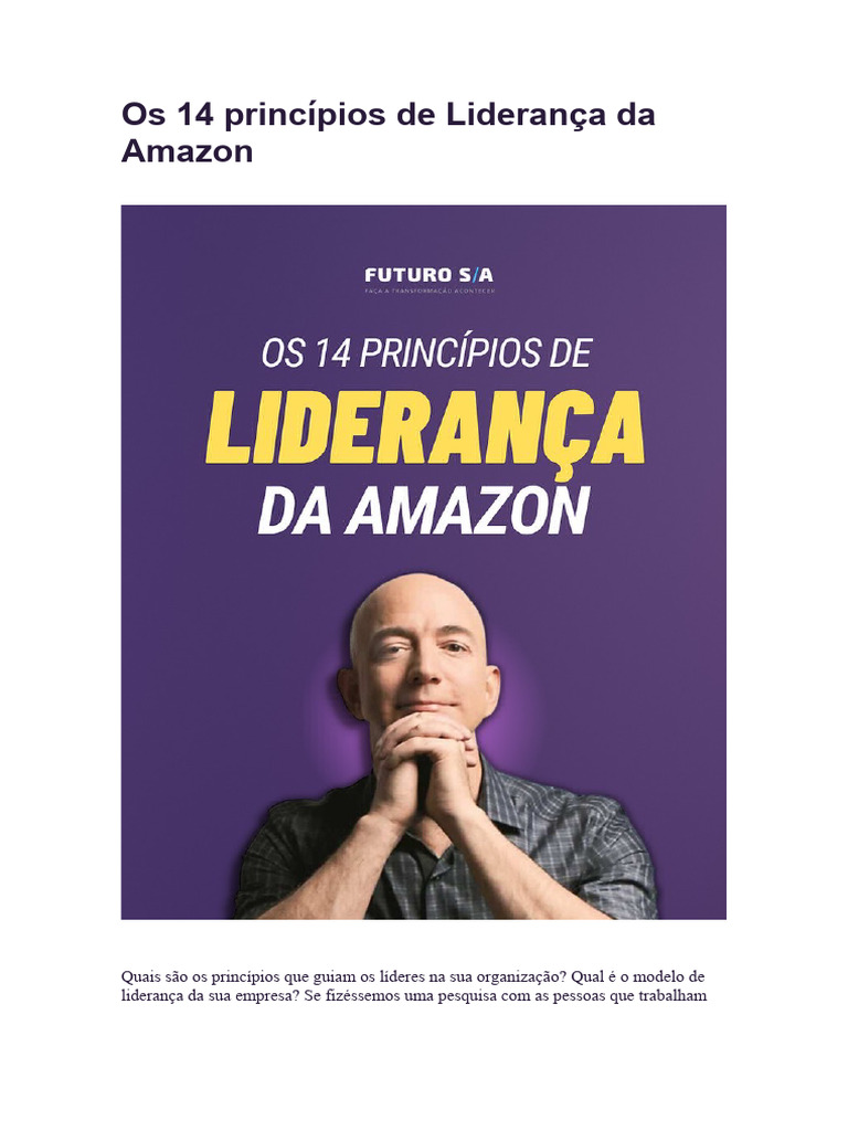 14 Princípios de Liderança da Amazon | PDF | Liderança | Inovação