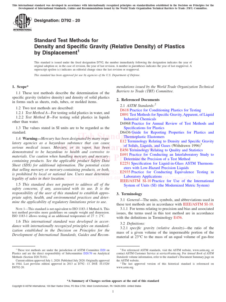 Astm D792 | PDF