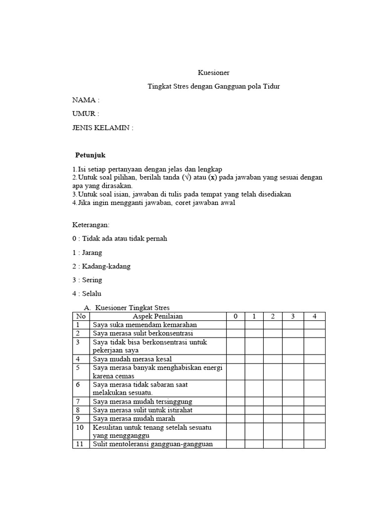 Kuesioner Test | PDF