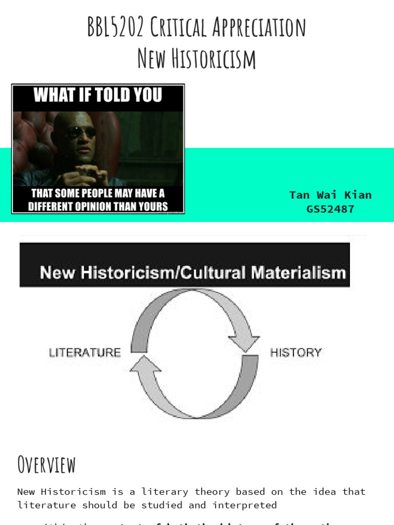 BBL5202 Critical Appreciation - New Historicism | PDF