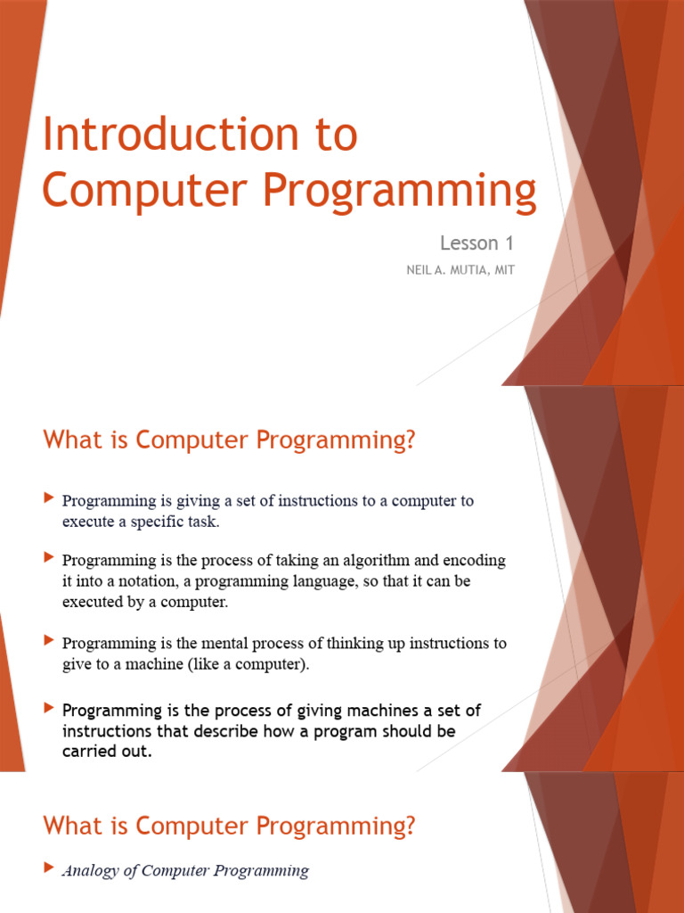 Lesson 1 - Introduction To Computer Programming | PDF | Computer ... Lesson 1 - Introduction To Computer Programming | PDF | Computer ...
