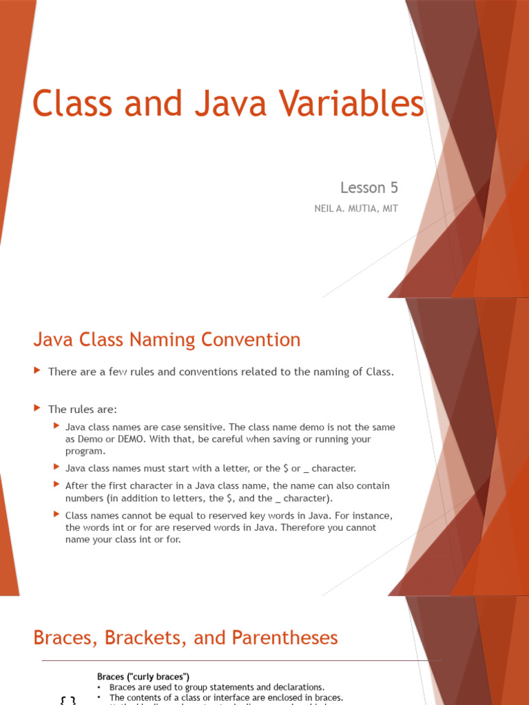 Lesson 5 - Java Program Basics | PDF | Bracket | Integer (Computer Science)