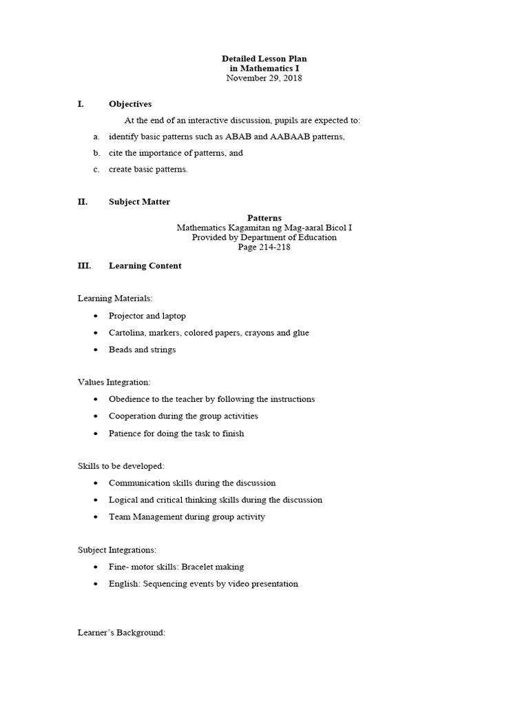 Detailed-Lesson-Plan-english 1 | PDF | Lesson Plan | Learning