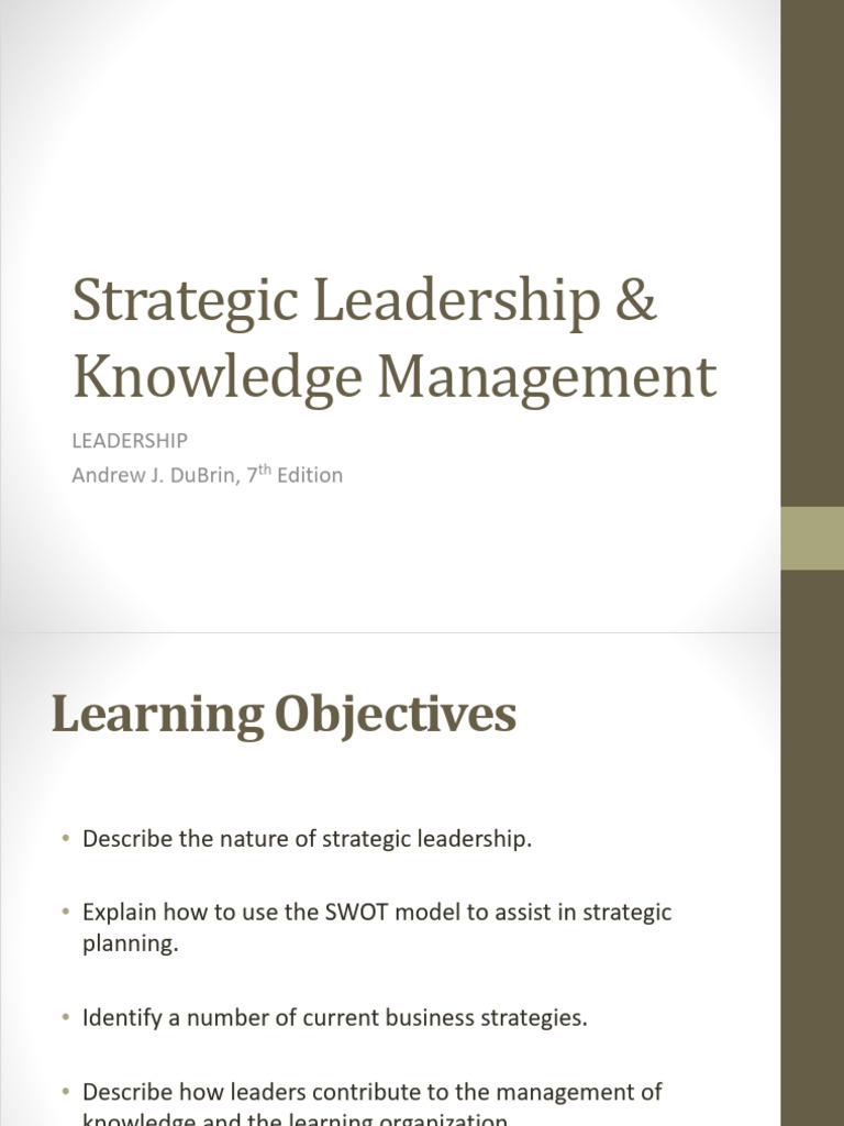 Strategic Leadership Knowledge Management | PDF