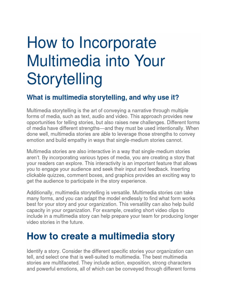 Lesson 1. Multimedia Storytelling | PDF