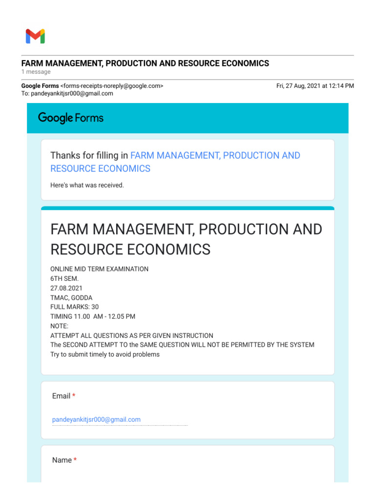 Farm Management Midterm Exam Details | PDF | Production Function ...